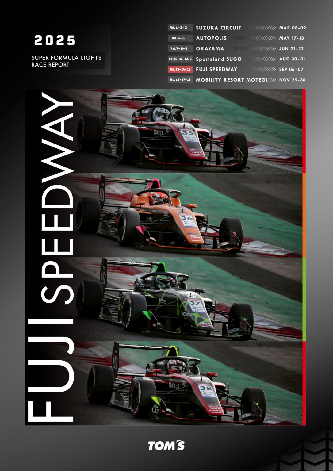 SUPER FORMULA LIGHTS 2025 第13/14/15戦レースレポート公開 | TOM'S RACING TEAM